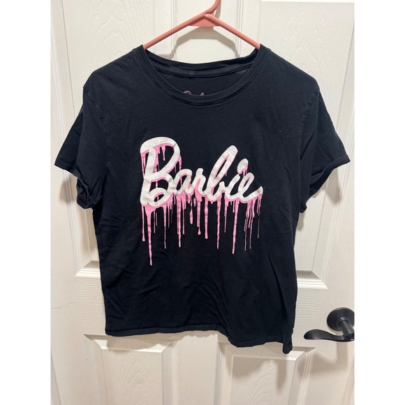 Mattel | Tops | Barbie Drip Logo Graphic Tee Womens Medium Black Hybrid ...